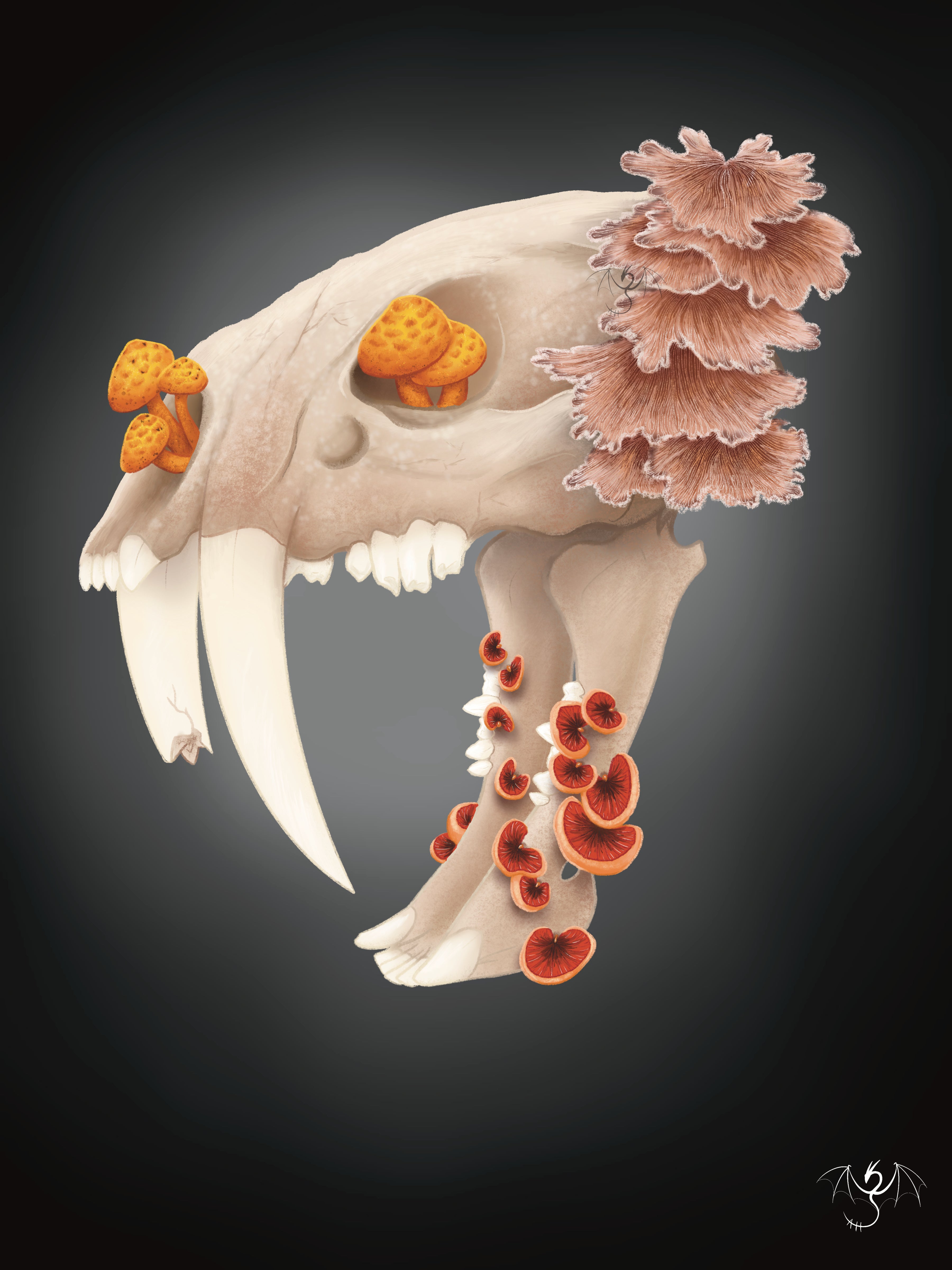 Fungal Sabertooth Skull - Art Print – Two Twisted Dragons